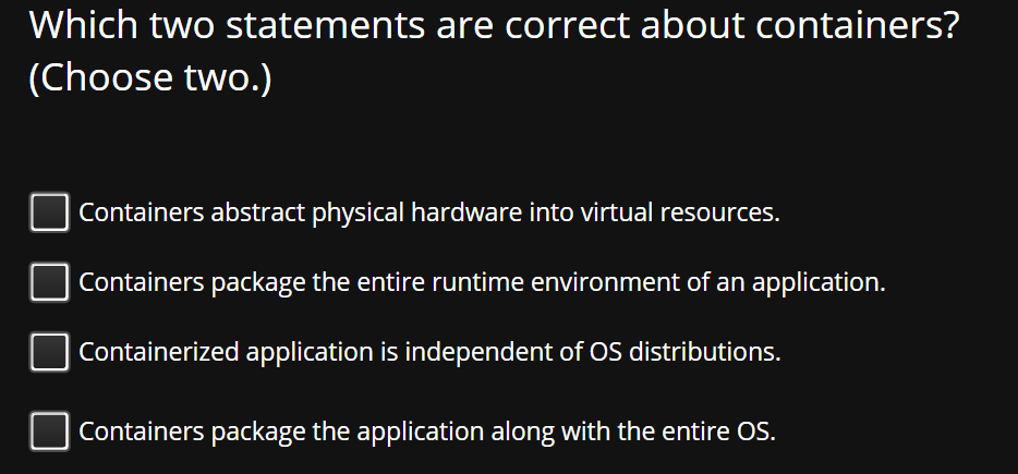 Solved Which two statements are correct about containers? | Chegg.com