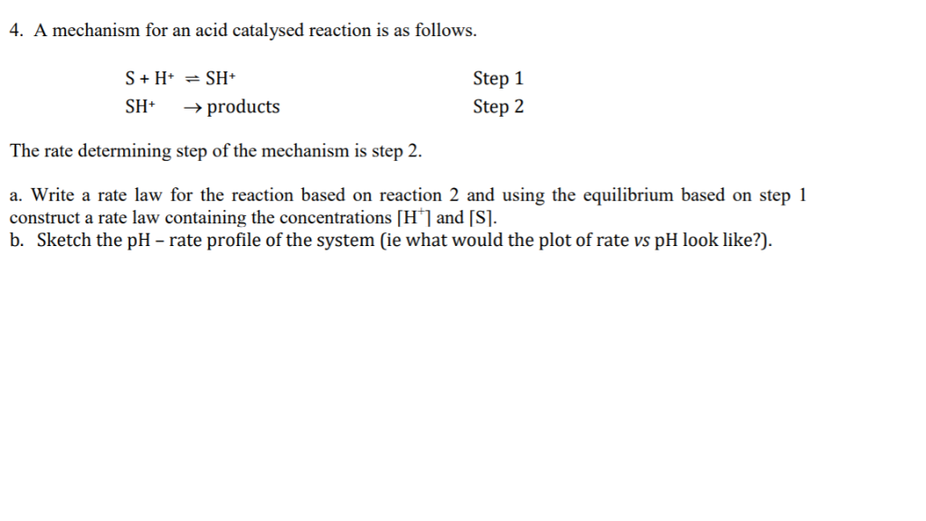 Solved . A mechanism for hanism for an acid catalysed | Chegg.com