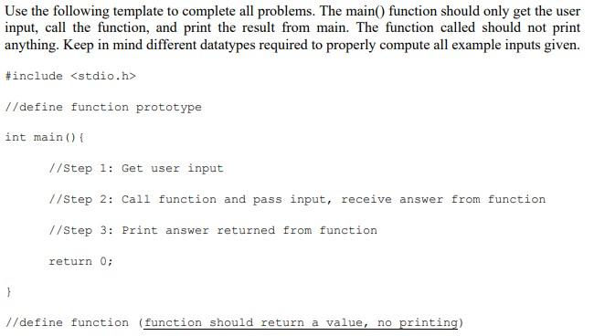 Solved Use the following template to complete all problems. | Chegg.com