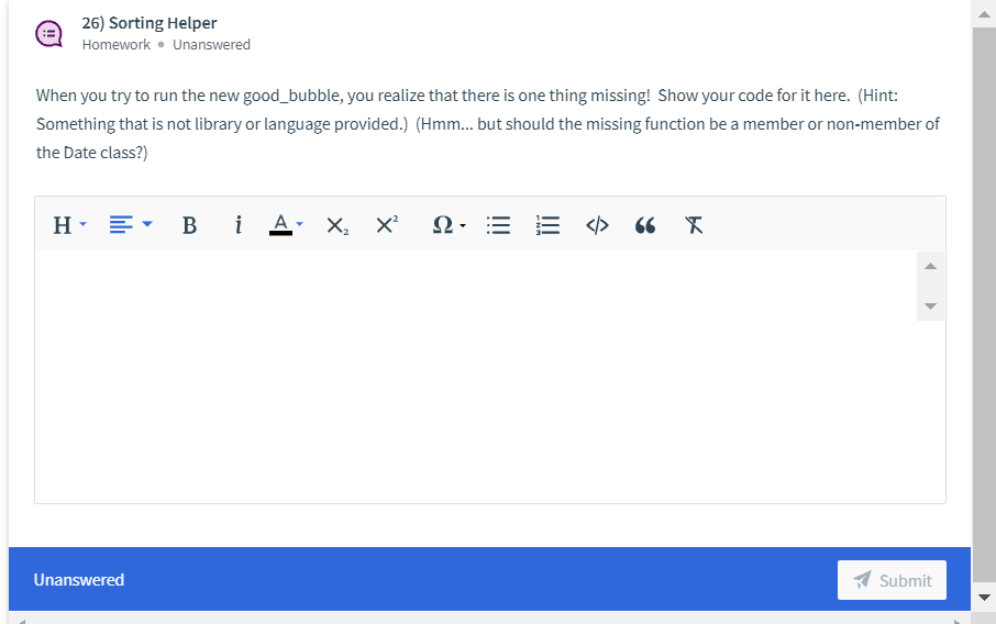 Solved 25) Sorting Homework. Unanswered You have this | Chegg.com