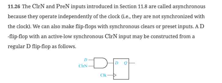 Solved 11.26 The ClrN and PreN inputs introduced in Section | Chegg.com