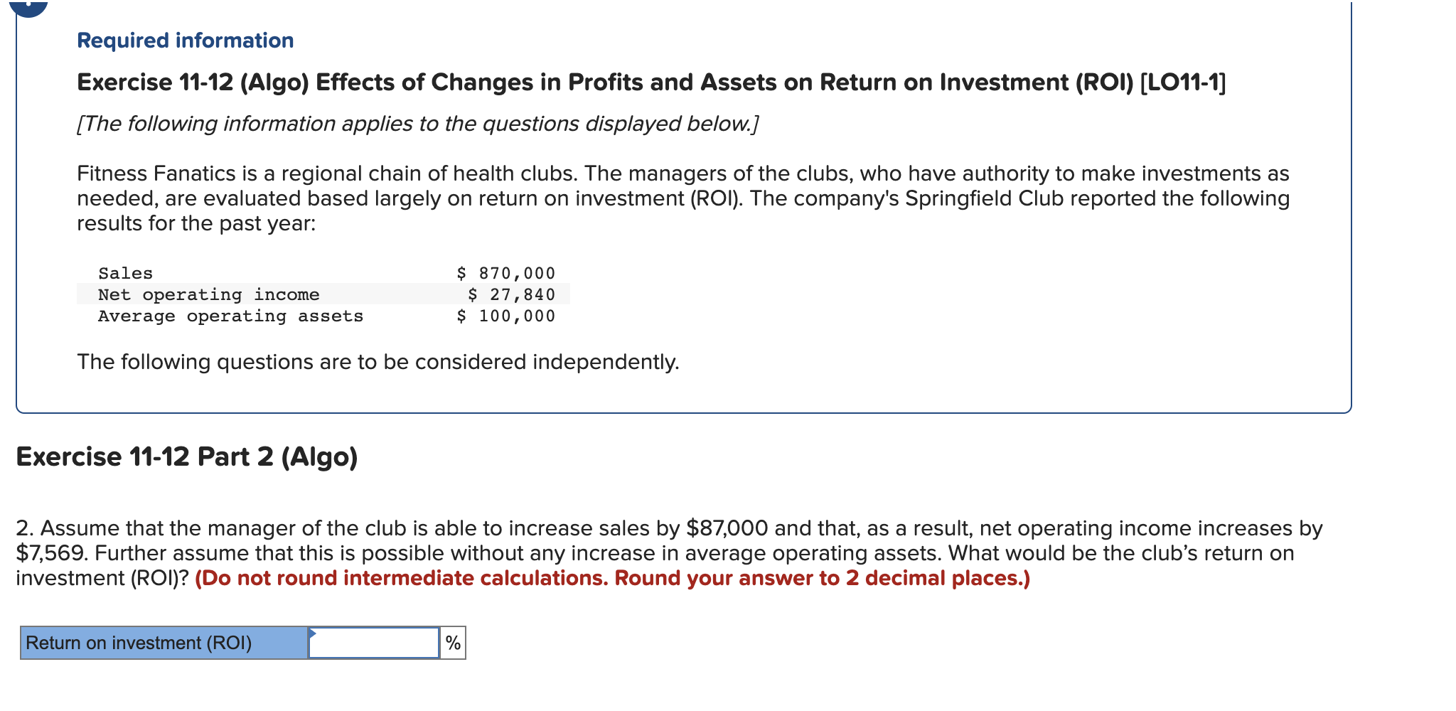 Solved Exercise 11-12 (Algo) Effects of Changes in Profits | Chegg.com