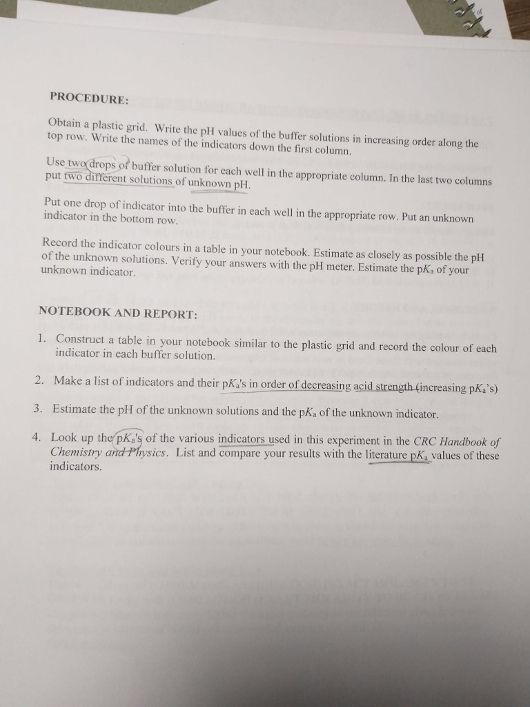LAB report : pH and indicators Please read the | Chegg.com