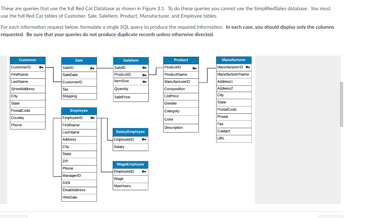 Solved These are queries that use the full Red Cat Database | Chegg.com