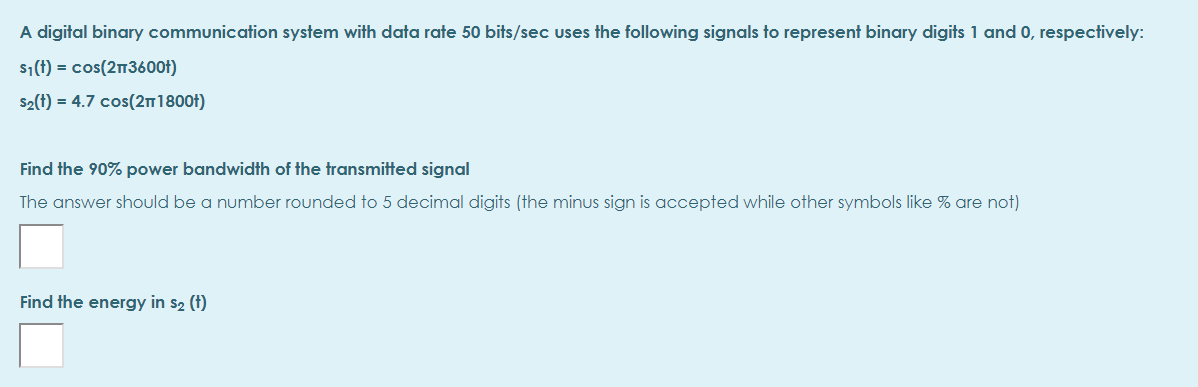 Solved A digital binary communication system with data rate | Chegg.com