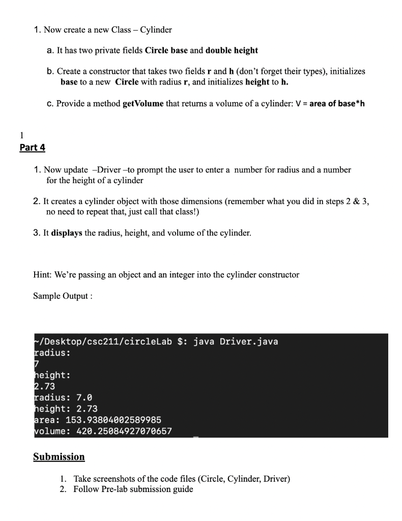 Solved Cylinder Lab This lab has you find the volume of a | Chegg.com