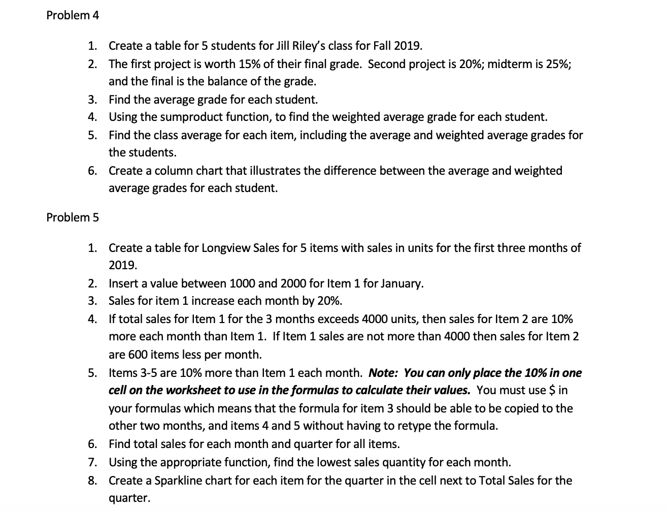 Solved Problem 4 1. Create a table for 5 students for Jill | Chegg.com
