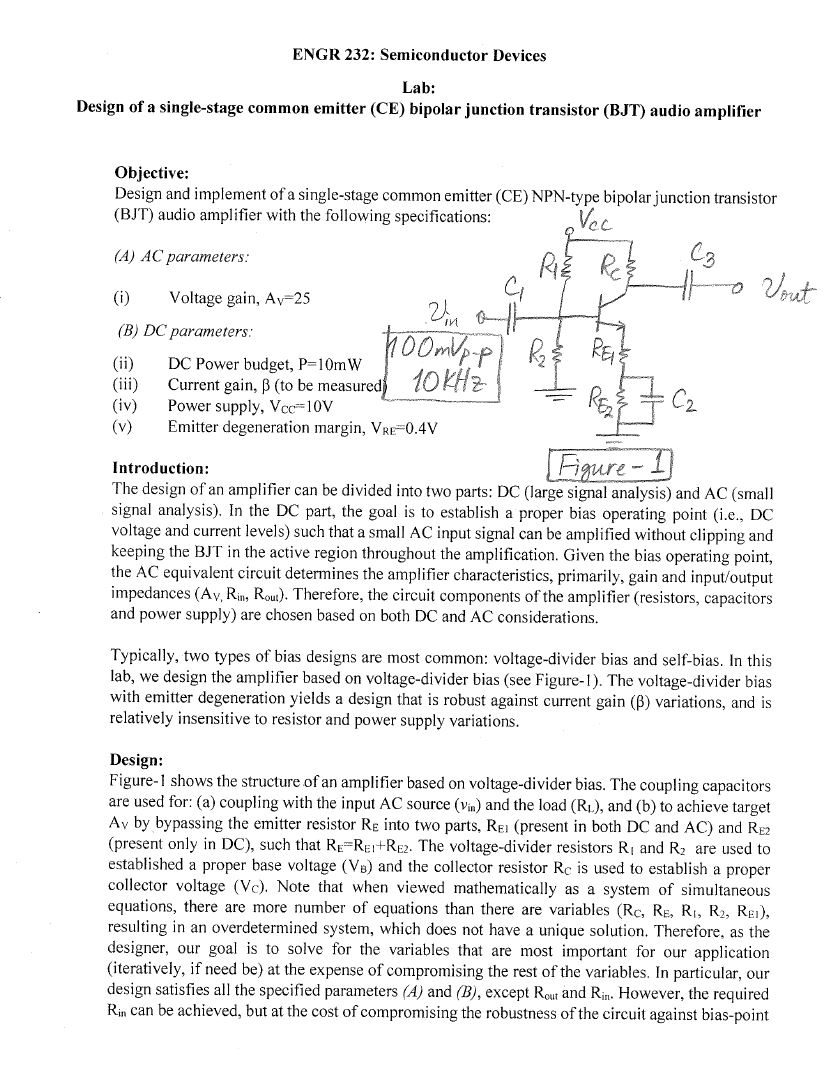 ENGR 232: Semiconductor Devices Lab: Design of a | Chegg.com