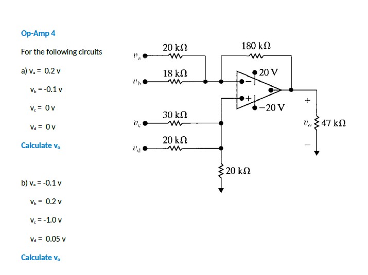 Solved Op-Amp 4For the following | Chegg.com