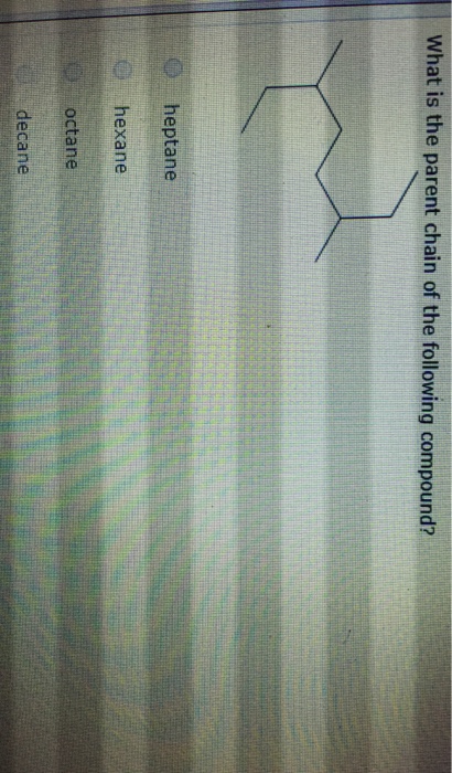 Solved What is the parent chain of the following compound? | Chegg.com