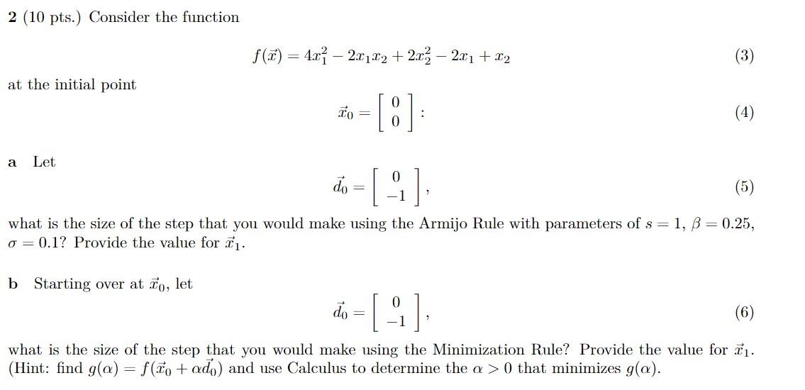 Solved 2 (10 pts.) Consider the function | Chegg.com