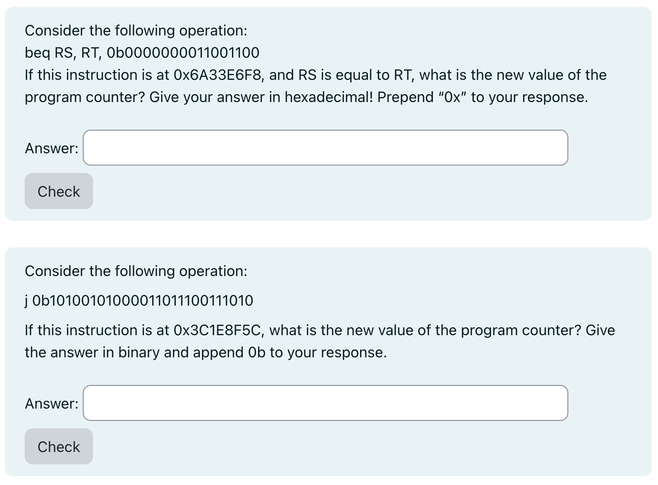 Solved Consider the following operation: beq RS, ﻿RT, | Chegg.com