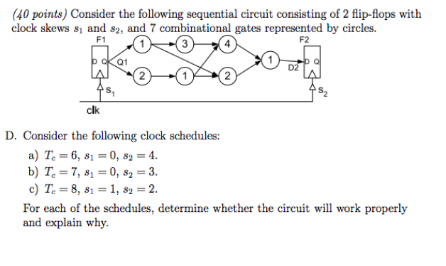 Solved (40 points) Consider the following sequential circuit | Chegg.com