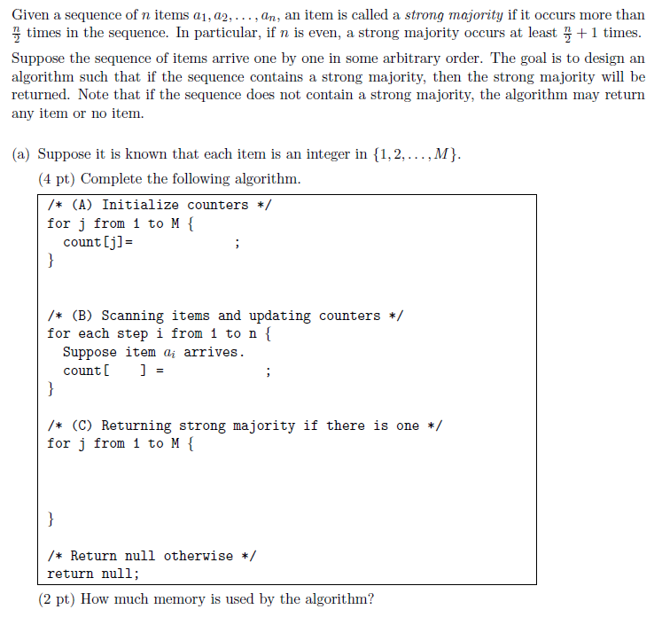Given a sequence of n items 21, 22, ..., An, an item | Chegg.com