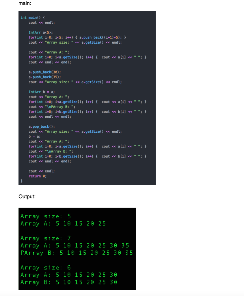 Solved 1. Implement a class IntArr using dynamic memory. a. | Chegg.com