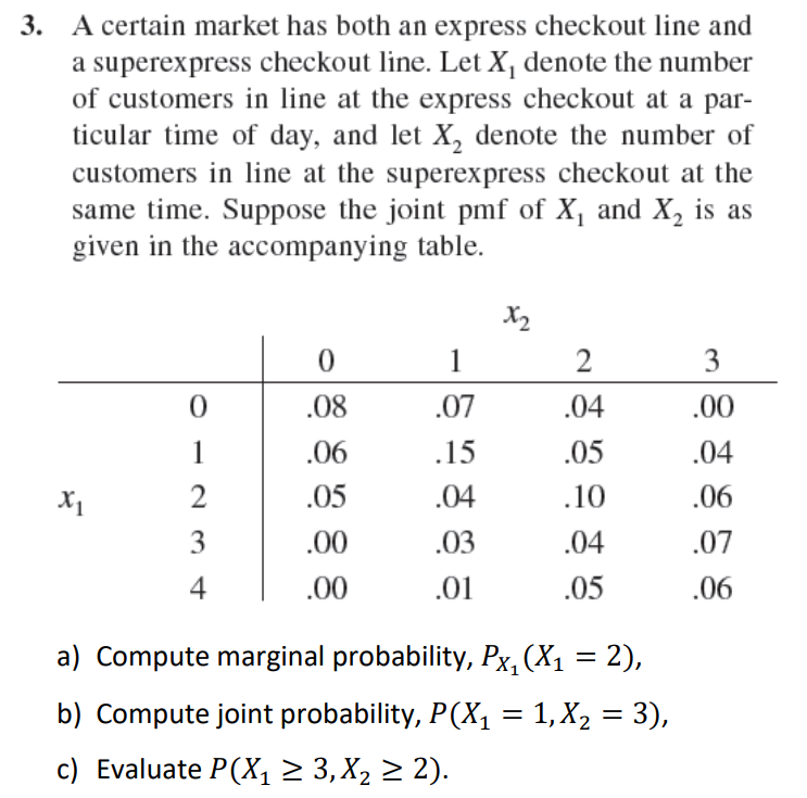 Solved 3. A certain market has both an express checkout line | Chegg.com