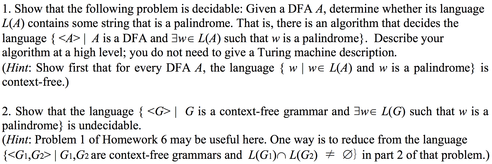 1. Show that the following problem is decidable: | Chegg.com