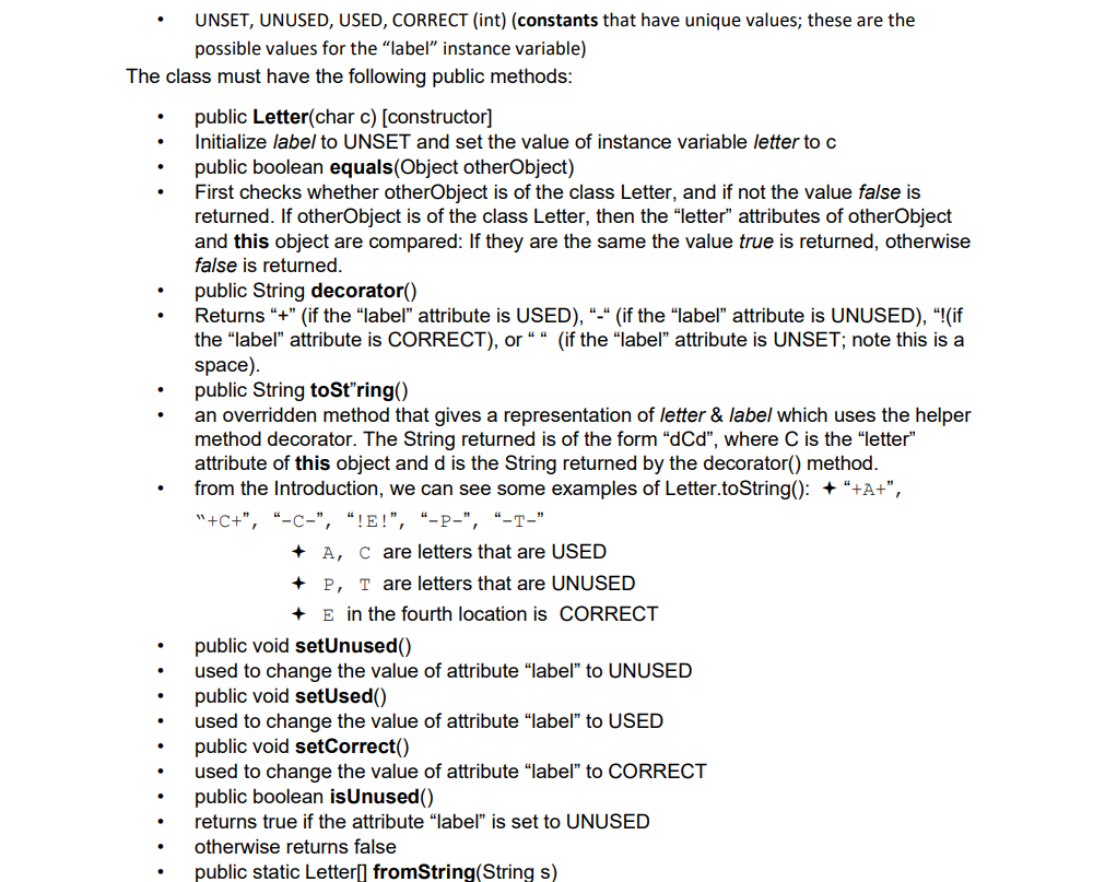 Classes to Implement For this assignment, you must | Chegg.com
