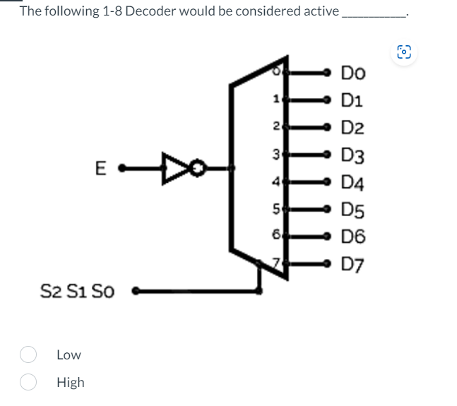 Solved The following 1-8 Decoder would be considered active | Chegg.com