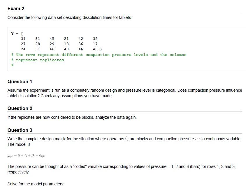Solved Consider the following data set describing | Chegg.com