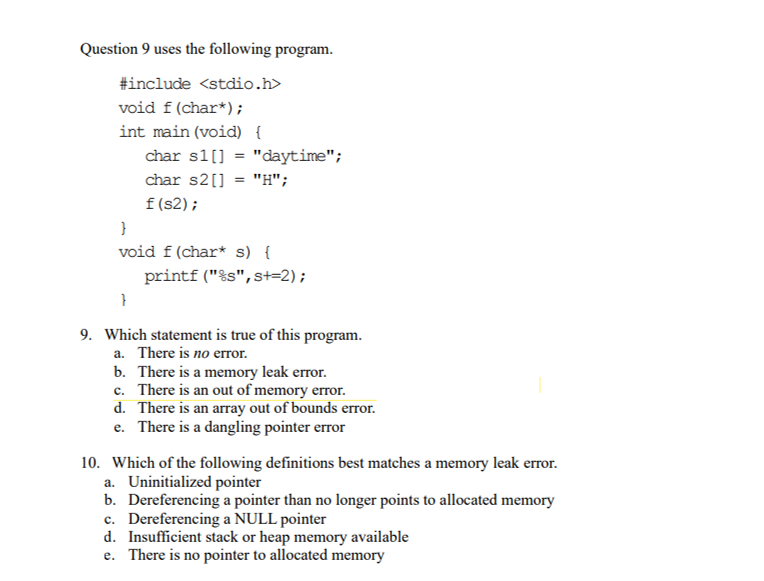 Solved Question 9 ﻿uses the following program.#include | Chegg.com