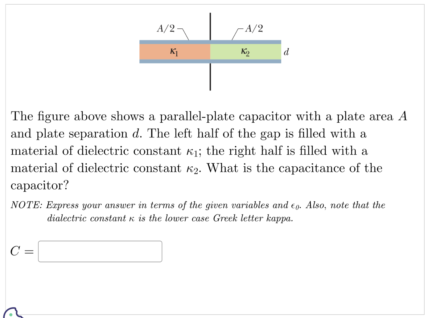 Solved The figure above shows a parallel-plate capacitor | Chegg.com