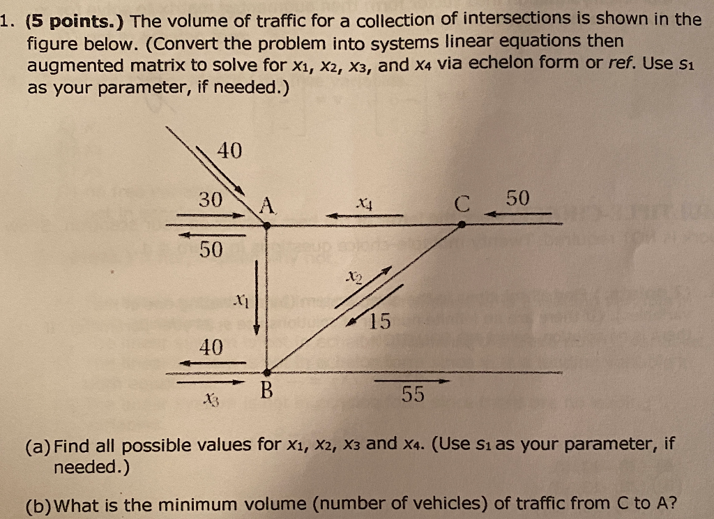 Solved 1. (5 points.) The volume of traffic for a collection | Chegg.com