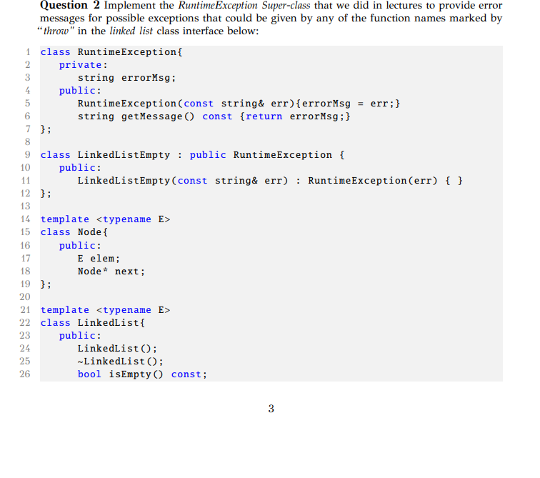 const E\& front() const throw(LinkedListEmpty); const | Chegg.com