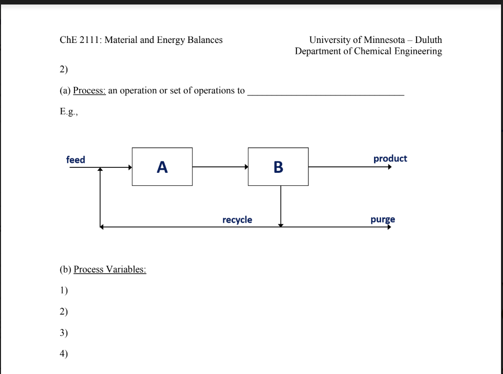 Solved Lecture 3: Nomenclature, Process + Process Variables | Chegg.com