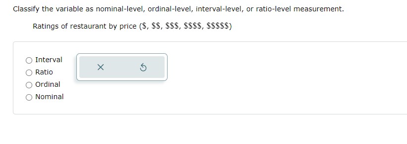 Solved Classify the variable as nominal-level, | Chegg.com