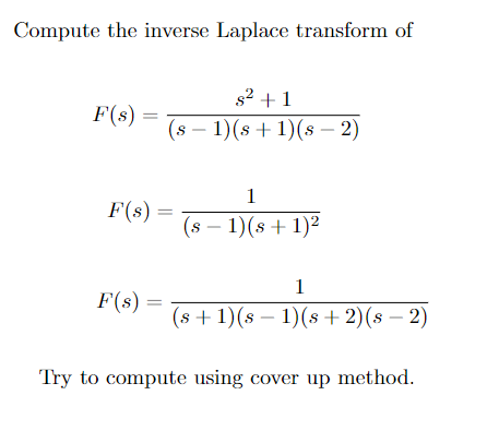 Solved Compute the inverse Laplace transform of | Chegg.com