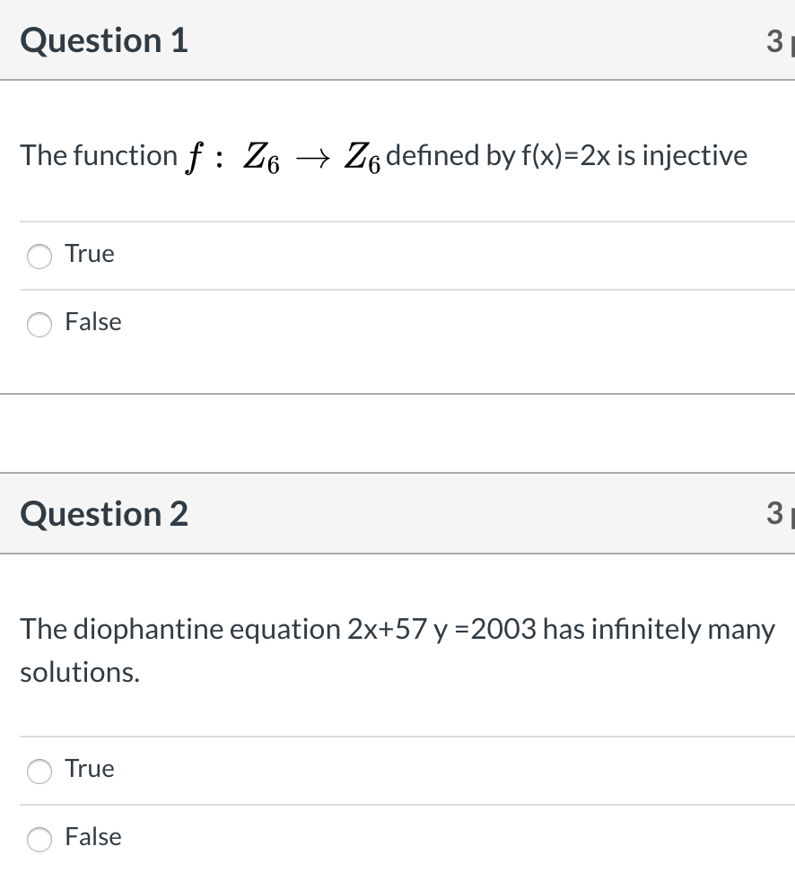 Solved Question 1 3 The function f : 26 + Z6 defined by | Chegg.com