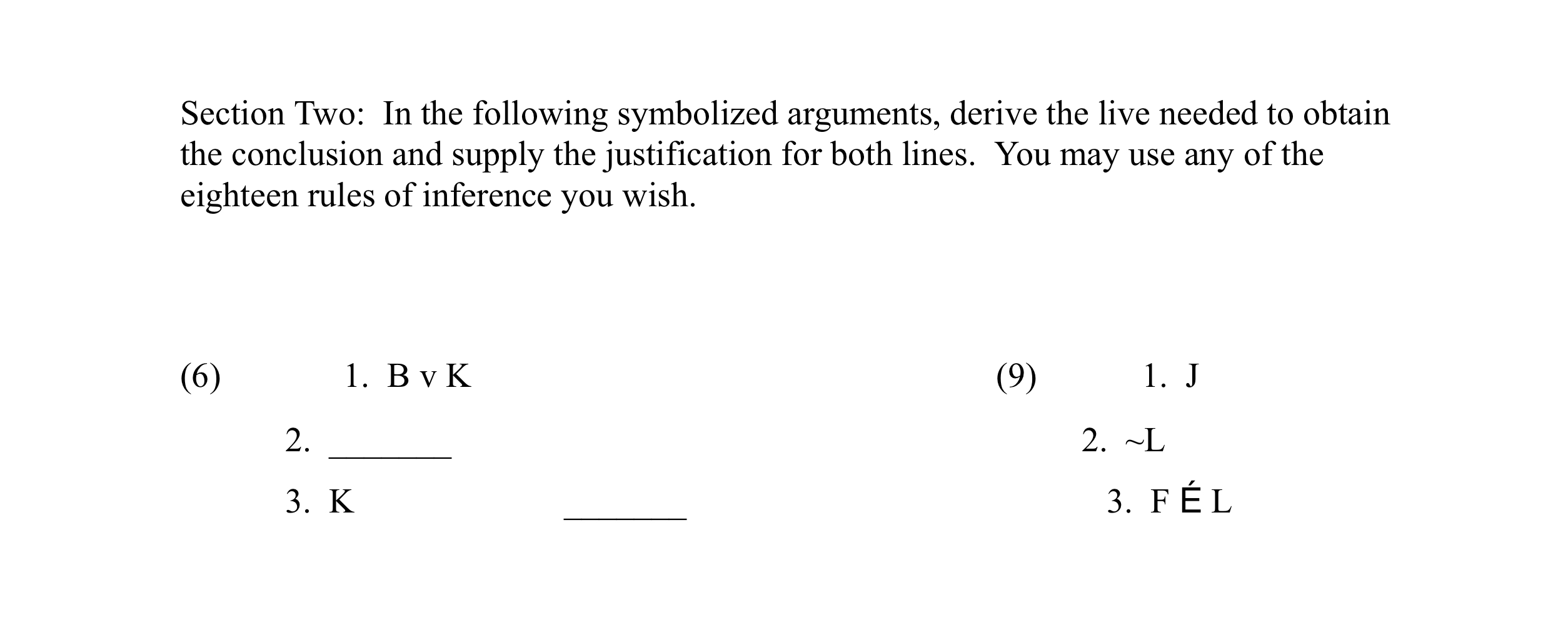 Solved Section One: For each of the following lists of | Chegg.com