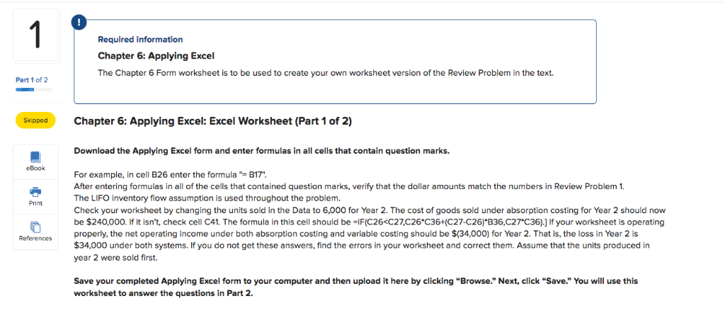 Solved Required information Chapter 6: Applying Excel The | Chegg.com