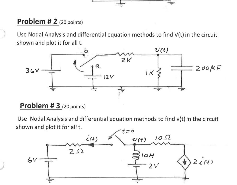 Solved Problem # 2 (20 points) Use Nodal Analysis and | Chegg.com