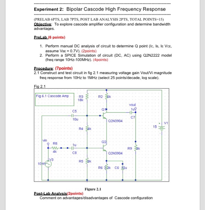 Solved Experiment 2: Bipolar Cascode High Frequency Response | Chegg.com