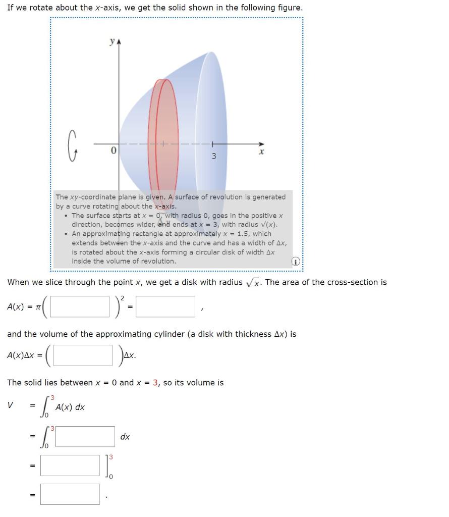 Solved If we rotate about the x-axis, we get the solid shown | Chegg.com