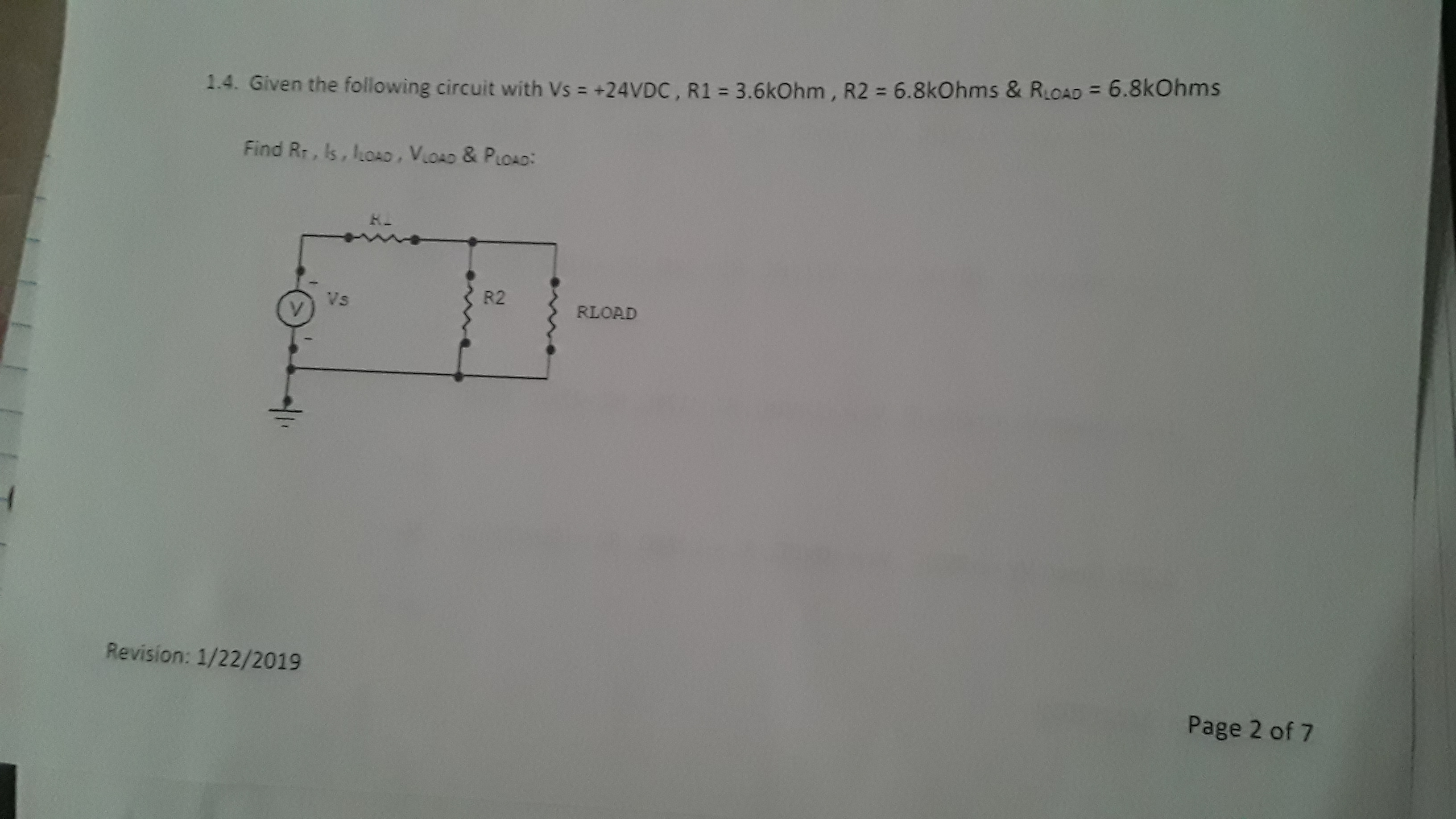 Solved 1.4. ﻿Given the following circuit with | Chegg.com