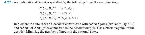 Solved 427 A Combinational Circuit Is Specified By The 