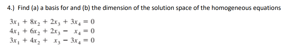 Solved Find (a) basis for and (b) the dimension of the | Chegg.com