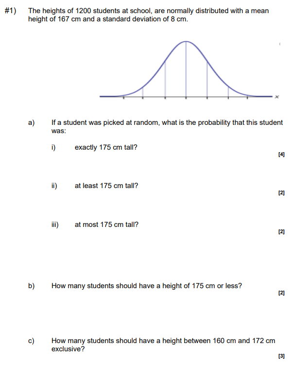 Solved 1) The heights of 1200 students at school, are | Chegg.com