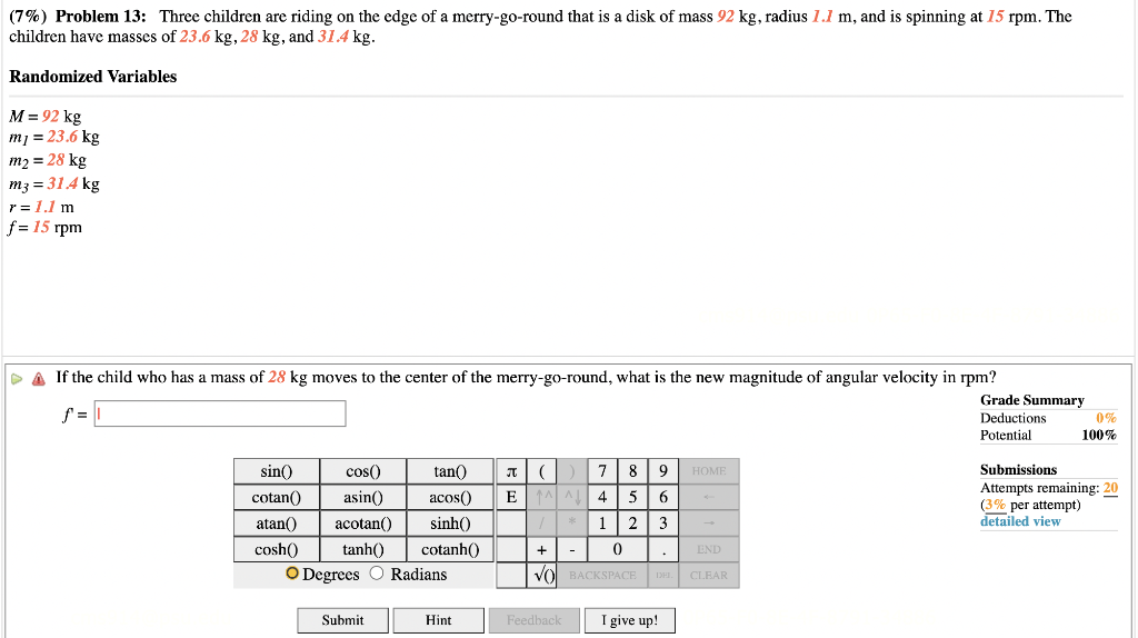 Solved (7\%) Problem 13: Three children are riding on the | Chegg.com