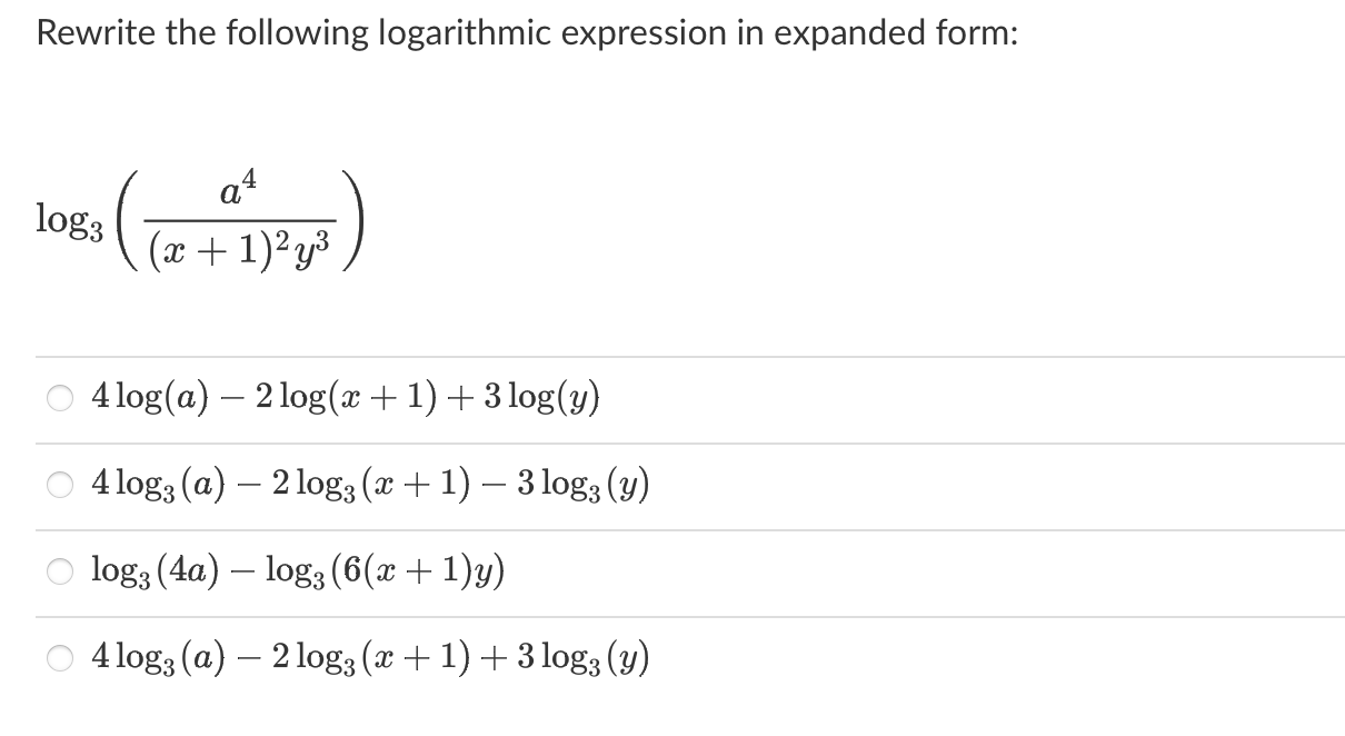 Solved Rewrite the following logarithmic expression in | Chegg.com
