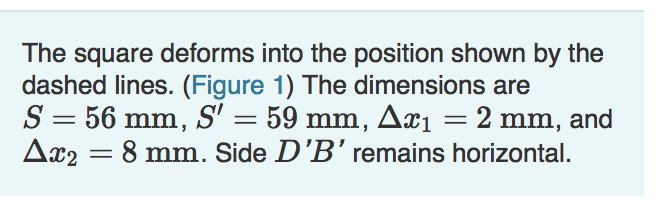 Solved The square deforms into the position shown by the | Chegg.com