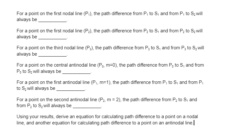 Solved For a point on the first nodal line (P1), the path | Chegg.com