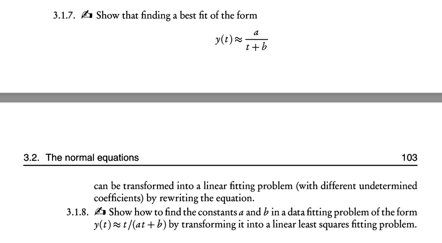 Solved 3.1.7. Show that finding a best fit of the form | Chegg.com