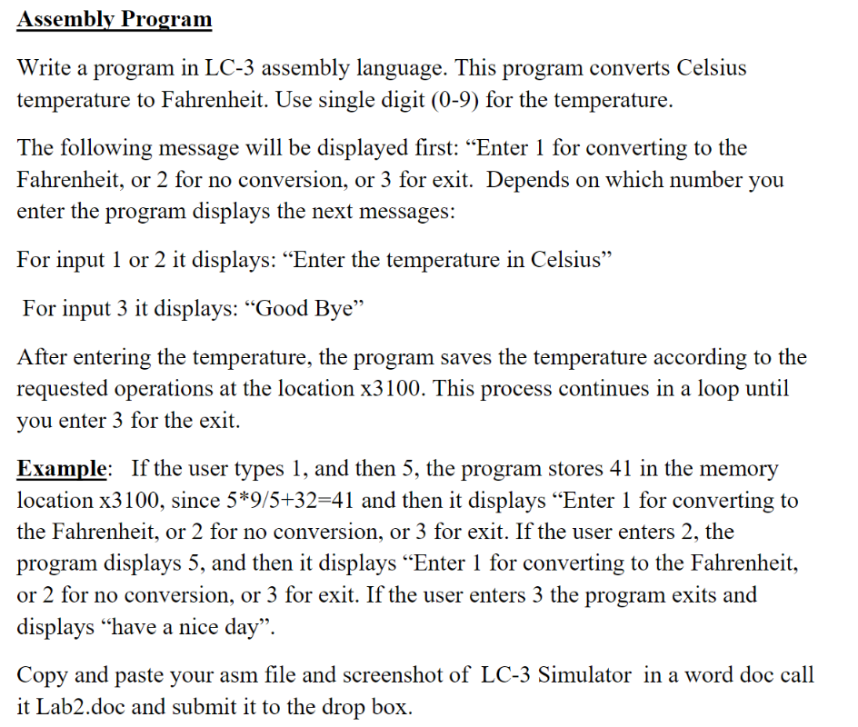 Assembly Program Write a program in LC-3 assembly | Chegg.com