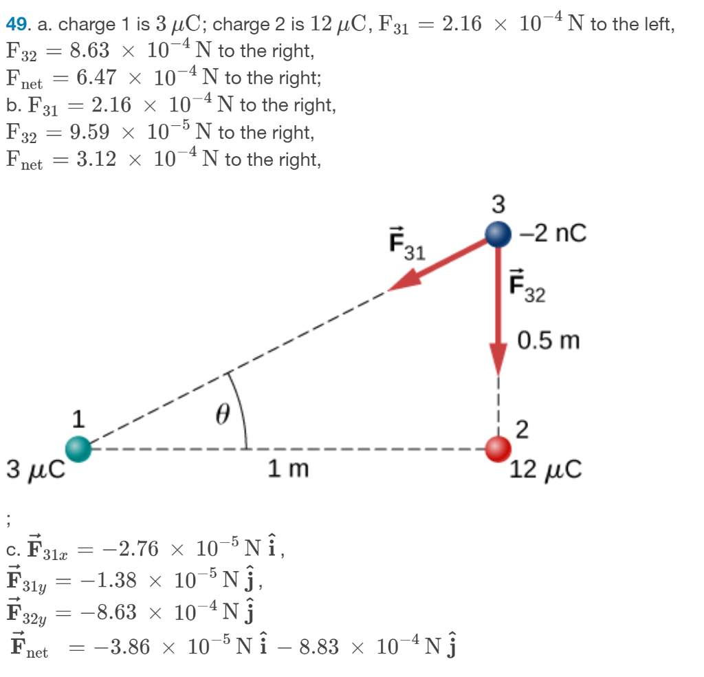 Solved 49. Two charges +3 uC and +12 uC are fixed 1 m apart, | Chegg.com