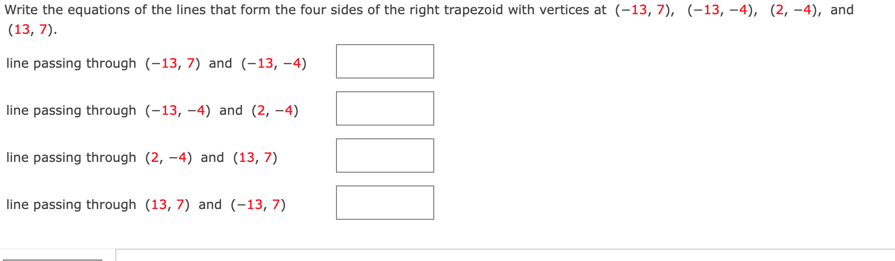 Solved Write the equations of the lines that form the four | Chegg.com