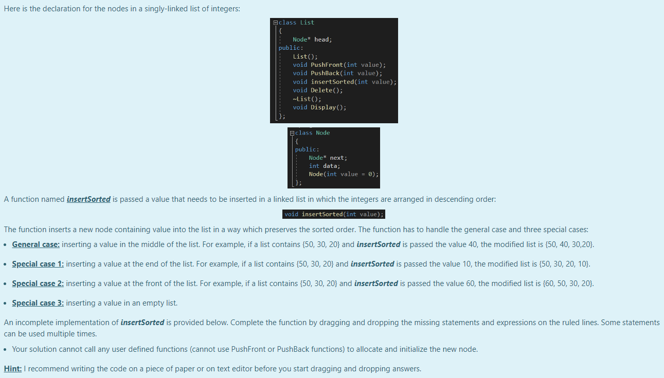 Solved Here is the declaration for the nodes in a | Chegg.com